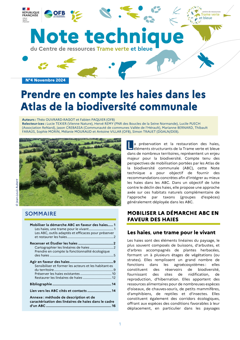 Prendre en compte les haies dans les Atlas de la biodiversité communale ...