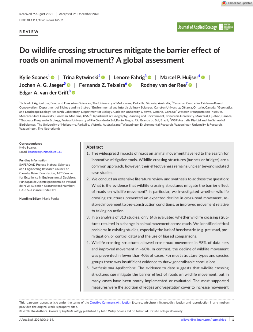Do wildlife crossing structures mitigate the barrier effect of roads on ...